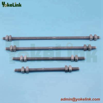 China Galvanized Thread Double Arming Bolts/Stud Bolt And Nut For Electric Power Hardware for sale