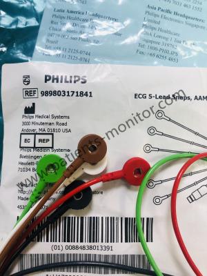 중국 ECG 케이블 PHiliph IntelliVue MX40 환자 모니터 ECG 5-리드 스냅 AAMI+Spo2 989803171841 판매용