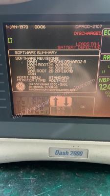 China Refurbished GE DASH2000 Patient Monitor Standard Parameter for sale