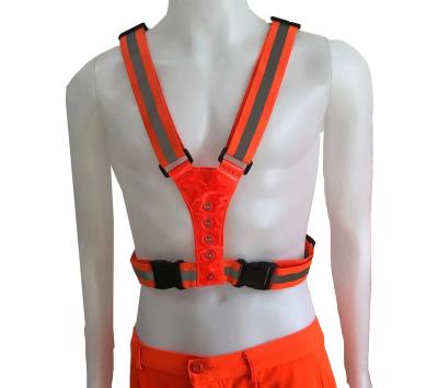 China FLASH LED Seat Belt for Men's Elastic Material Orange Running Vest Male Road for sale