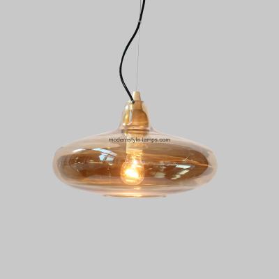China CE Compliant Glass Hanging Lamps Copper Color Clear Glass Pendant Lamp for sale