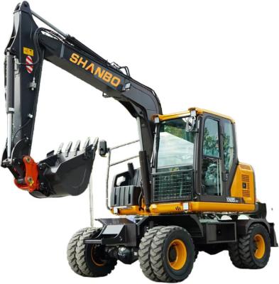 China Yanmar 4TNV98 Motor 8,5Ton wielgraver met ondersteunende benen en 0,3m3 emmercapaciteit Te koop
