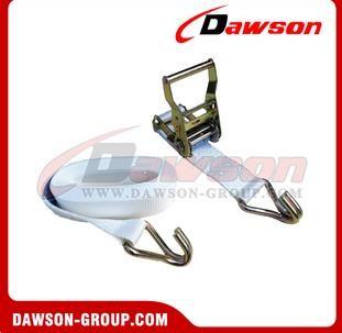 China 2000kg x 6m Ratchet Strap (In White) EN12195-2   for lifting for sale