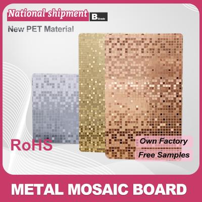 China Wall Decorations For Home Bamboo Charcoal Board Moisture Proof PET Metal Mosaic Wall Panel for sale