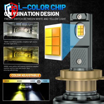 China LED Car Headlight Bulbs Canbus No Error with Three-Color Flash and Aviation Aluminum Housing for sale