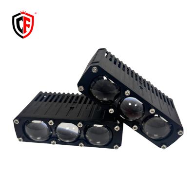 China Universal 95W LED Projector Headlight Dual Color Yellow White Automotive Driving Light for Car Motorcycle Fog Lamp for sale