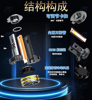 China CF G17 U Shape Copper Heat Pipe LED Headlight 260W High Power 26000LM High Lumen Universal Car LED Headlight for sale