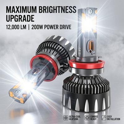 China 200W High Power LED Headlight Bulb with 18000 Lumens Super Bright Light and IP68 Waterproof for Universal Car Lamp for sale