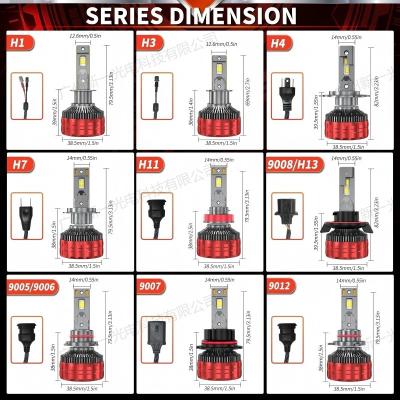 China 8000LM Brightness LED Headlight Bulbs with U Shape Copper Heat Dissipation and Tri-Color Switchable for Automotive LED Headlights for sale