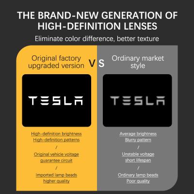 China Wireless USB Rechargeable Tesla LED Door Projection Light with Easy-to-install Tesla Logo Shadow Lamp for sale