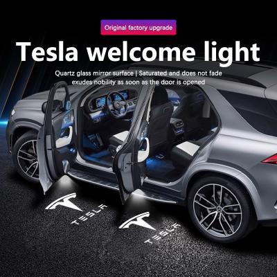 China Dynamic LED Tesla Door Welcome Light with Smart Logo Projection and ABS Material for Easy-to-install Puddle Lighting Upgrade for sale