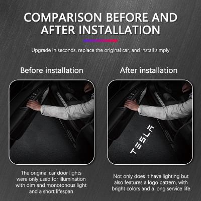 China Ultra HD Tesla LED Door Shadow Projector with ABS Housing and USB Rechargeable Battery for Model 3/Y/S/X for sale