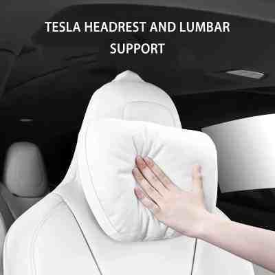 China Premium Tesla Headrest Pillow and Waist Support Cushion with Memory Foam and Suede Velvet for Model 3 Highland Model Y Juniper 2019-2026 for sale