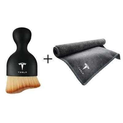 China Premium Soft Microfiber Car Dashboard Cleaning Brush for Tesla Model 3 Highland with Ergonomic Grip for sale