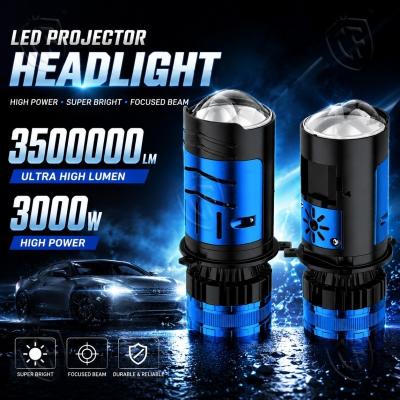 China CF 2PCS H4 LED Projector Headlight 8000LM Brightness 6500K Cool White IP68 Waterproof for Cars & Motorcycles for sale