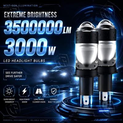 China 6500K Cool White LED Projector Headlight with 30000 Hour Lifespan and IP67 Waterproof H4 LED Headlight Bulb for sale