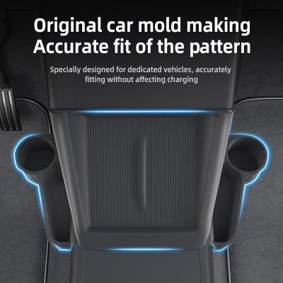 China Tesla Model Y 2025 Center Console Organizer with Qi Wireless Fast Charging Anti-Slip Silicone and Plug-and-Play Installation for sale