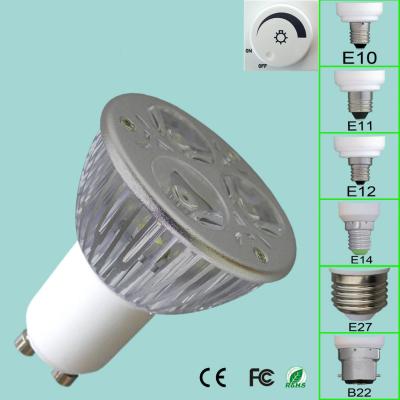 China 3Watt AC 220V High Power LED MR16 LED Lamp Bulbs Indoor Light With Silver Aluminum for sale