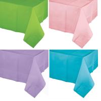 China 137cm Disposable Paper Tablecloths 2ply Paper Plus PE Film Blue Sky Premium for Parties for sale