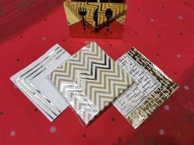 Cina tovagliolo timbrato mano della stagnola di oro 3Ply con la vostra propria progettazione in vendita