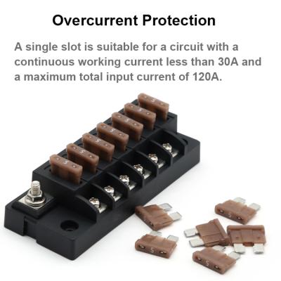 China Marine 6 Circuit 12 Volt 30 Amp Universal Automotive Fuse Block Holder Box For Boats for sale