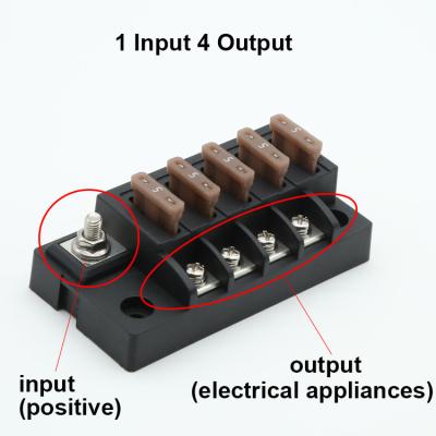 China 12V 24V Single Side Blade Fuse Holder Boat Fuse Box 4 Way Circuit Position Automotive Fuse Block for sale