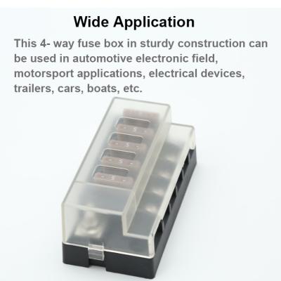 China 12V 24V Single Side Blade Fuse Holder Boat Fuse Box 4 Way Circuit Position Automotive Fuse Block for sale