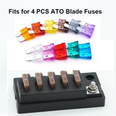 China 12V 24V Single Side Blade Fuse Holder Boat Fuse Box 4 Way Circuit Position Automotive Fuse Block for sale