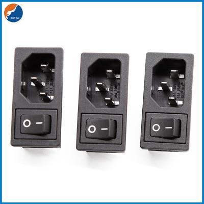 China R14-B-1EB1 3P IEC 320 Plug Connector C14 Inlet Male AC Power Socket With ON OFF Rocker Switch for sale