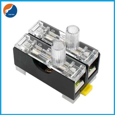 China 1P 2P 3P 6x30mm Din Rail Mount 35mm 3AG Fuse Block with PC Cover and LED Indicating for sale