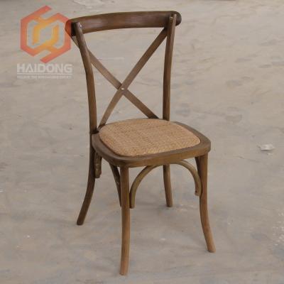China Beech or Oak Wood Finished Cross Back Bent Restaurant Dining Outdoor Chair for sale