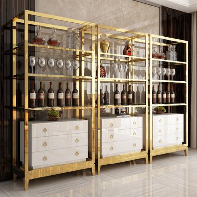 Cina La scaffalatura dorata dell'esposizione del Governo del vino di acciaio inossidabile della cucina ha personalizzato in vendita