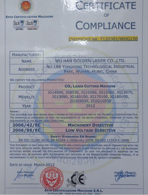 CE - Wuhan Golden Laser Co., Ltd.