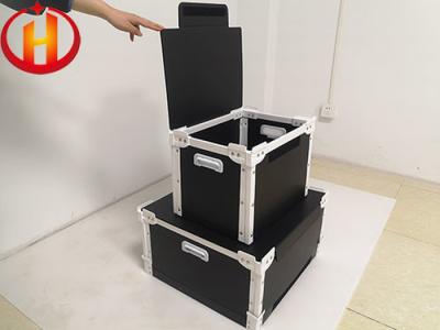 China Reusable Black Coroplast Boxes Flat Surface With Frames for sale