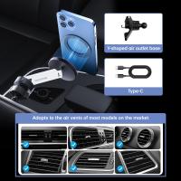 China Foldable Stable Magsafe Charger Car Mount For Multiple Angle Adjustment for sale