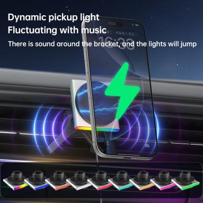 China 360-Degree Rotation Car Phone Holder With 9-Color RGB Light Effect Projection And Wireless Car Mount for sale