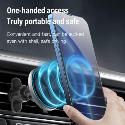 China Metal Magnetic Wireless Charger Car Phone Holder With Running Light Character Light And Strong Magnetism For Automotive for sale