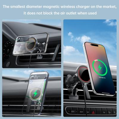 Chine Chargeur de voiture iPhone avec effet de lumière RVB réglable, charge rapide et fonctionnement à une main, conception magnétique pour petit diamètre à vendre
