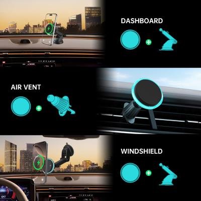 China Customizable Shell Color And Logo Car Wireless Charging Station With Cooling Fan And Magnetic Suction for sale