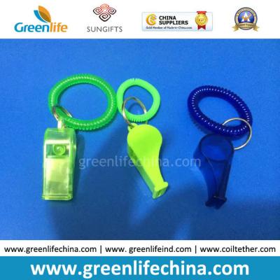 China Translucent Whistle W/Key Ring and Translucent Wrist Coil Keychain for sale