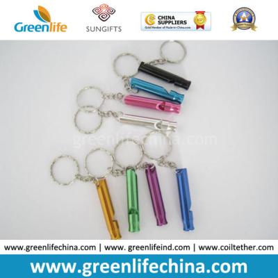 China Promotional Metal Stick Whistle in Different Colors W/Split Ring Keychains for sale
