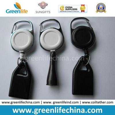 China Round Carabiner Plastic Badge Reel with Black Lighter Holder for sale