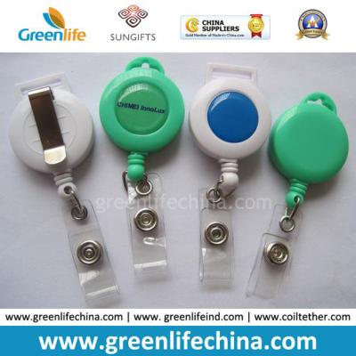 China Custom Colored Plastic Retractable Badge Reel W/Clear Strap for sale