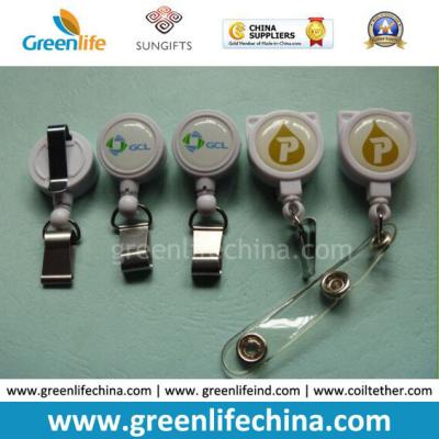 China Mini Round Plastic Cute Retractable Reel for Lanyard or Card Holder for sale