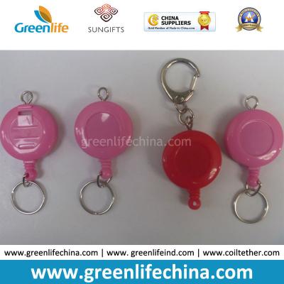 China Pink/Red Lovely Retractable Key Reel Holder Custom Accessory for sale