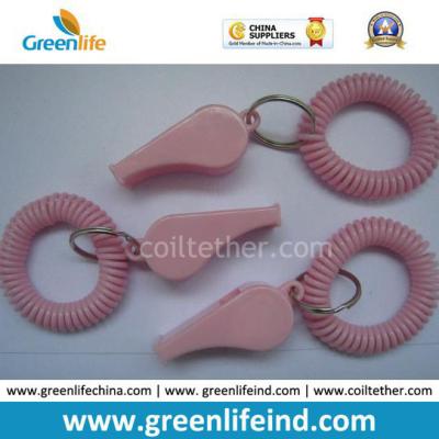 China Solid Pink Polyethylene Wrist Strap Tether W/Whistle Promotional Gift for sale
