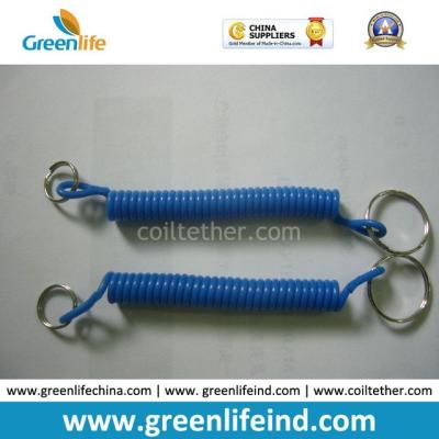 China Simple Design Blue Spring String Coiled Key Chain Lanyard Holder for sale