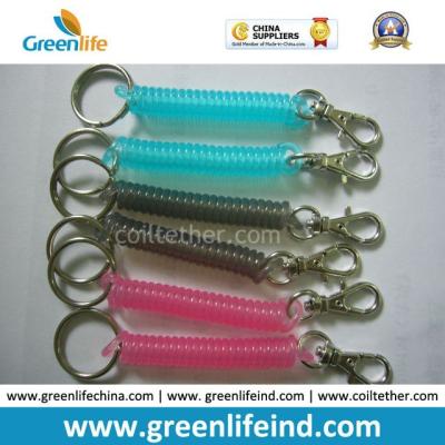 China Fashionable Extendable Plastic Key Coil W/Metal Clip&Split Ring for sale