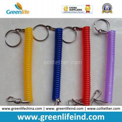 China Colored Plastic Key Ring Badge Coiled Bungee Cord Expanding Chain for sale