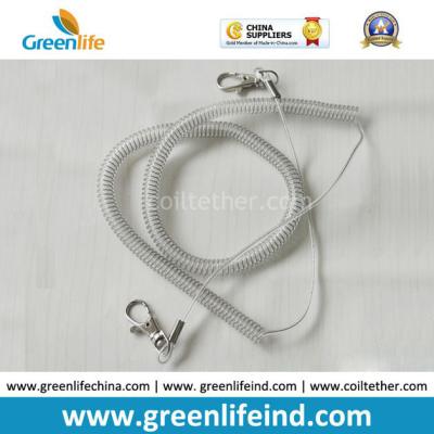 China Transparent Clear Spring Steel Wire Lanyard W/Swivel Clips for sale